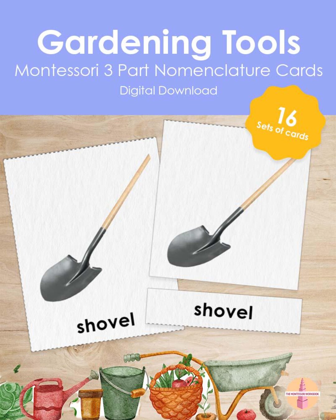 Gardening Tools- Montessori 3 Part Cards - Etsy