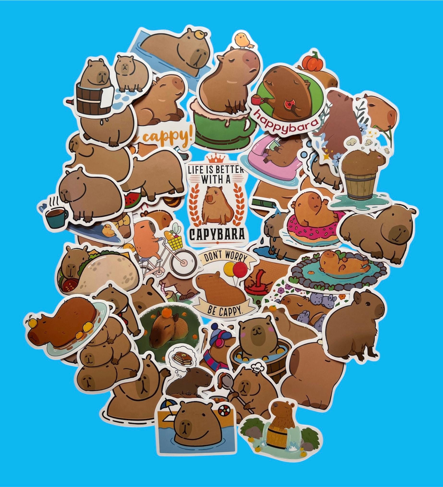50 Capybara Sticker Pack – 50 Cute Waterproof Vinyl Stickers for ...