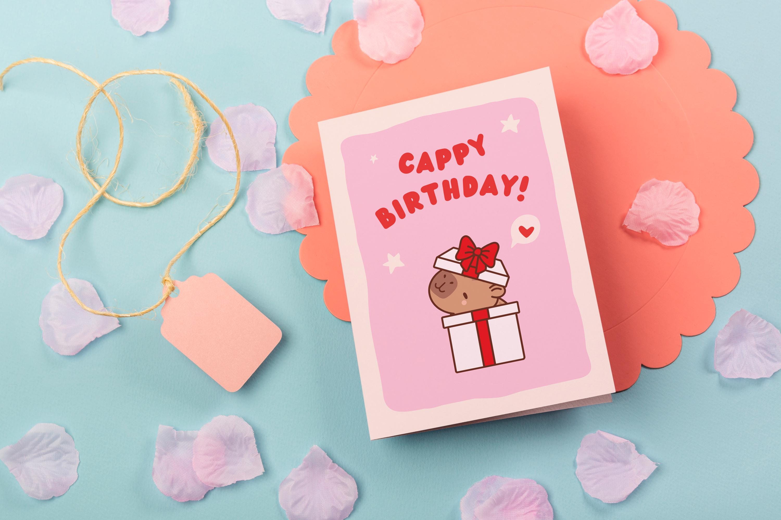 Cappy Birthday Card – Funny Capybara Birthday Greeting Card for Animal ...