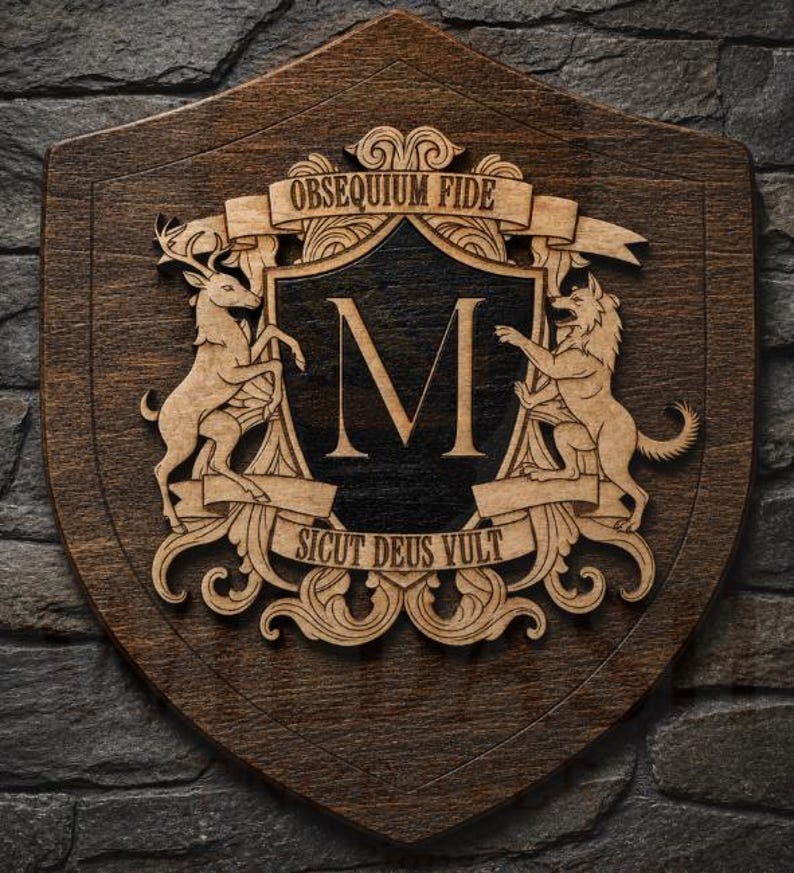Coat of Arms With Color Shield Inlay | Family Crest Wall Decor ...