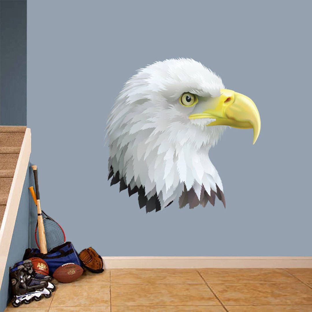 Eagle Head Printed Wall Decal, Bird Mascot Wall Sticker Eagles School ...