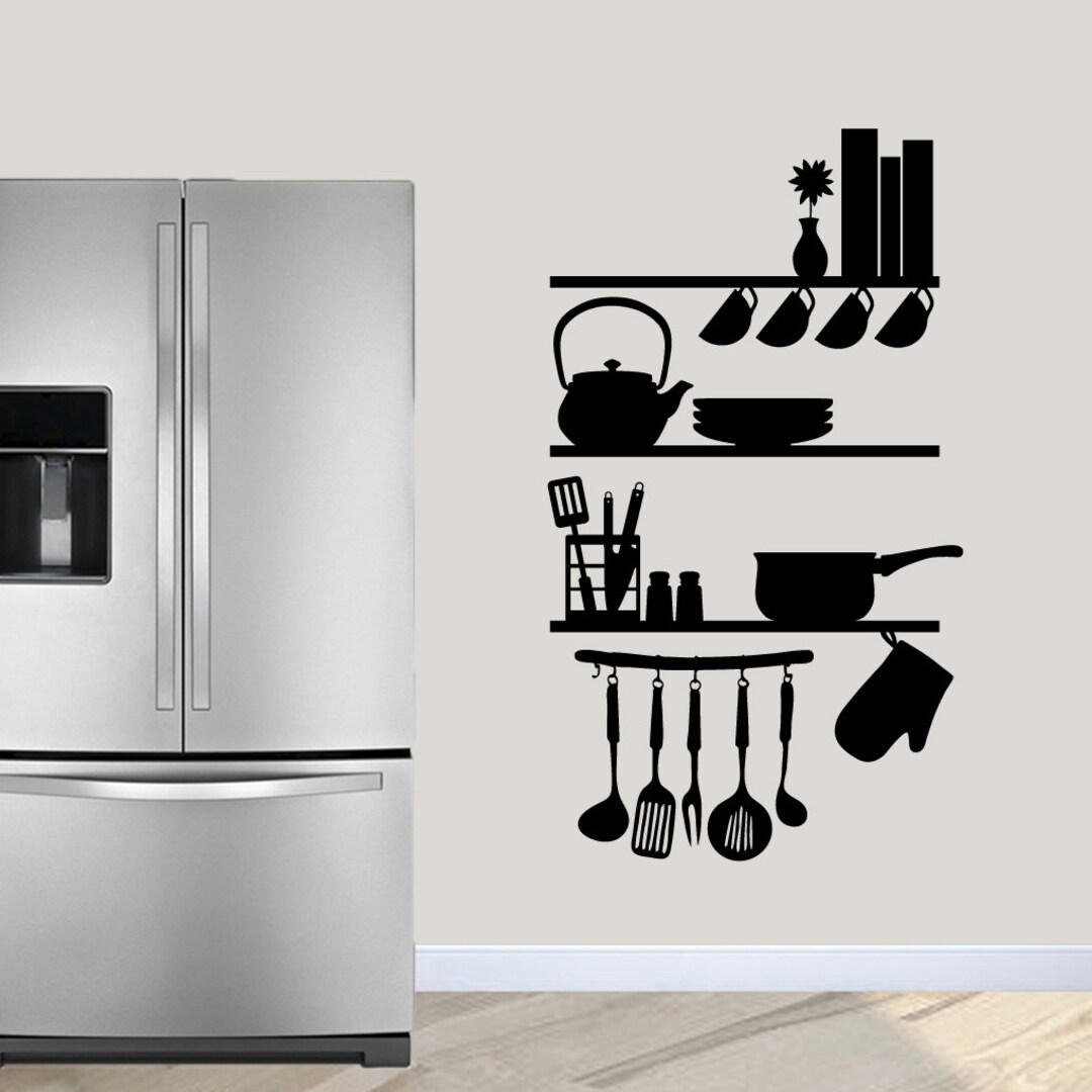 Kitchen Shelves Utensils Wall Decal Decorative Art Decor Sticker for ...