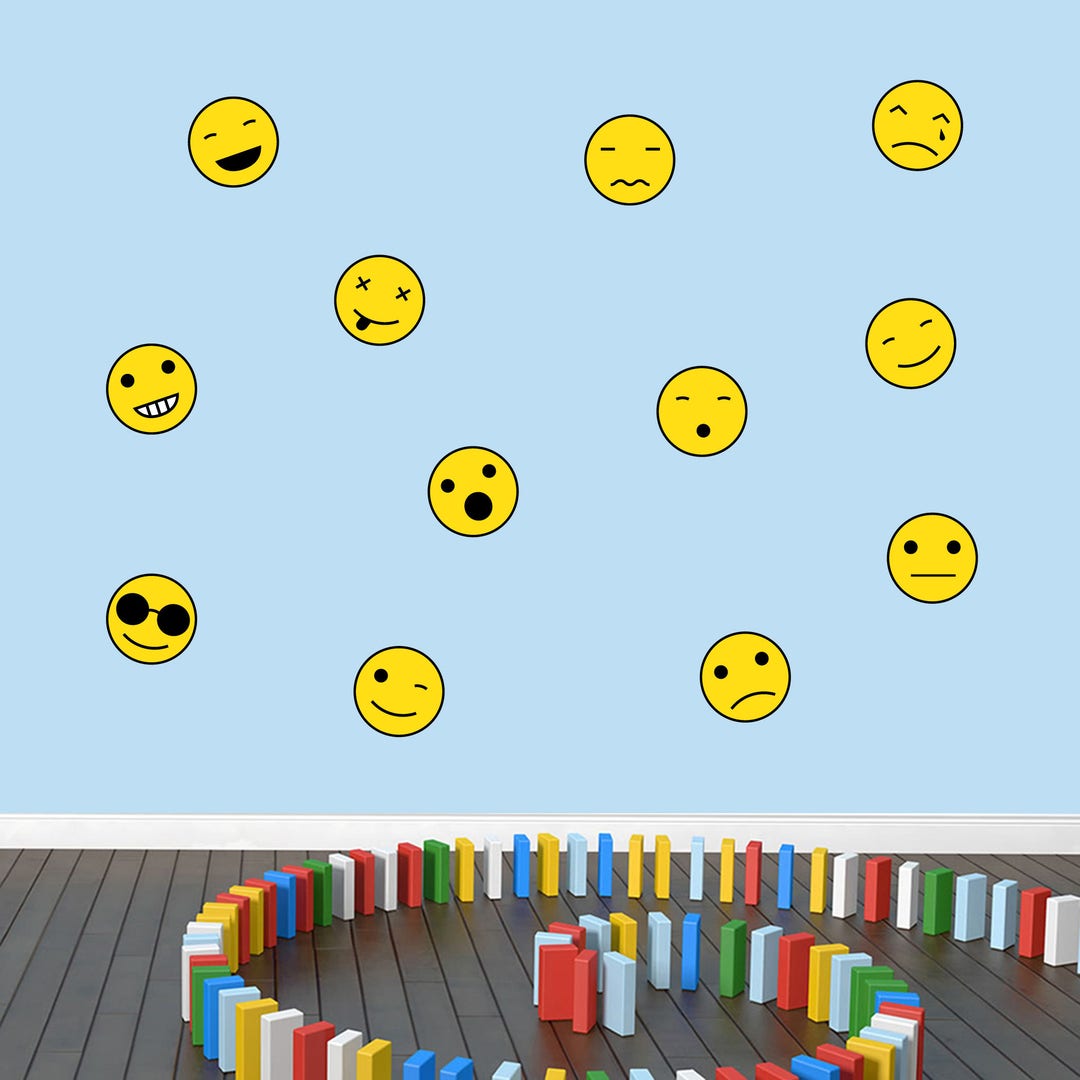 Emoji Smiley Faces Printed Wall Decal Set Decorative Art Decor Stickers ...