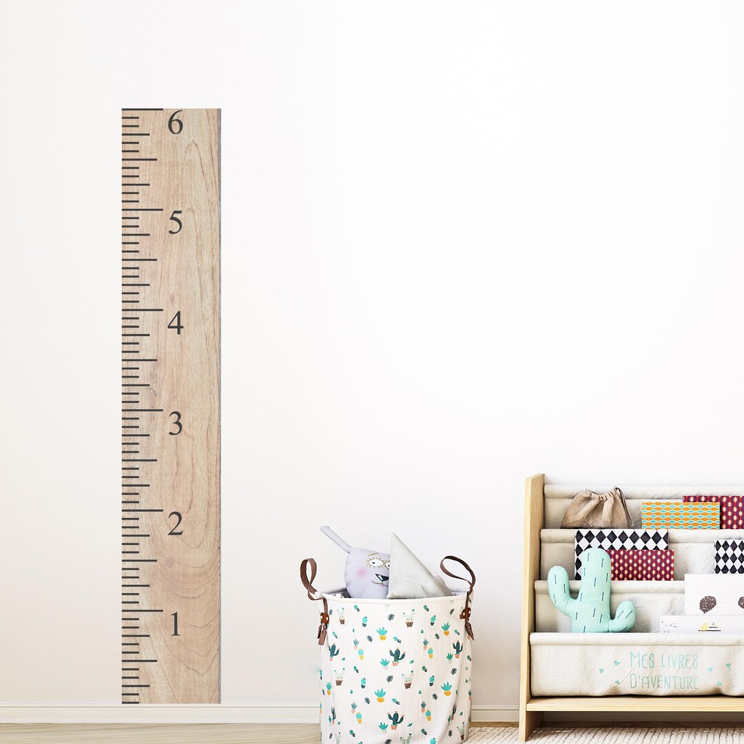 Wood Growth Chart Wall Decal Kids Height Measurement Sticker for ...