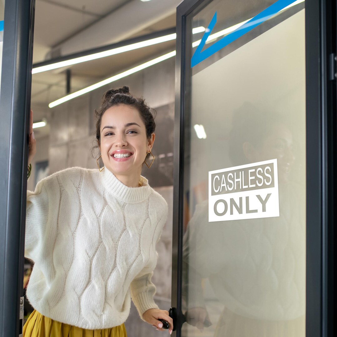 Cashless Only Stickers: Business Storefront Window Decals - Set of 4 - Etsy