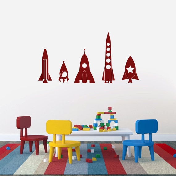 Rocket Ships Wall Decal Set Decorative Art Decor Sticker For | Etsy