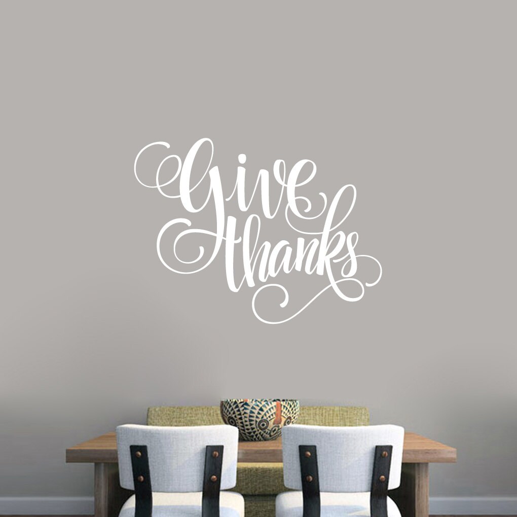 Give Thanks Script Decal Decorative Vinyl Décor Sticker for | Etsy