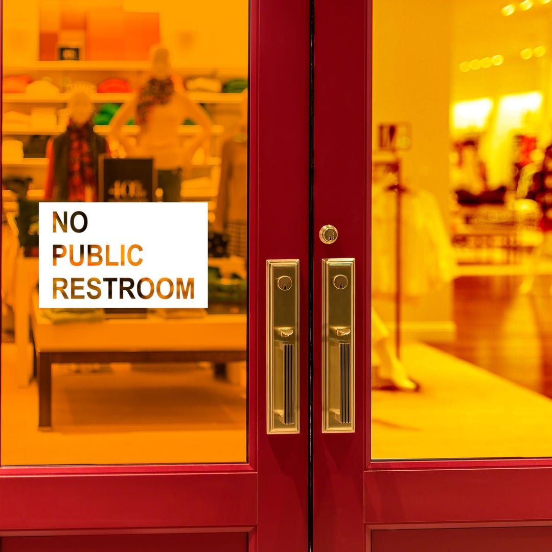 No Public Restroom Stickers: Business Door Decals, Set of 4 - Etsy