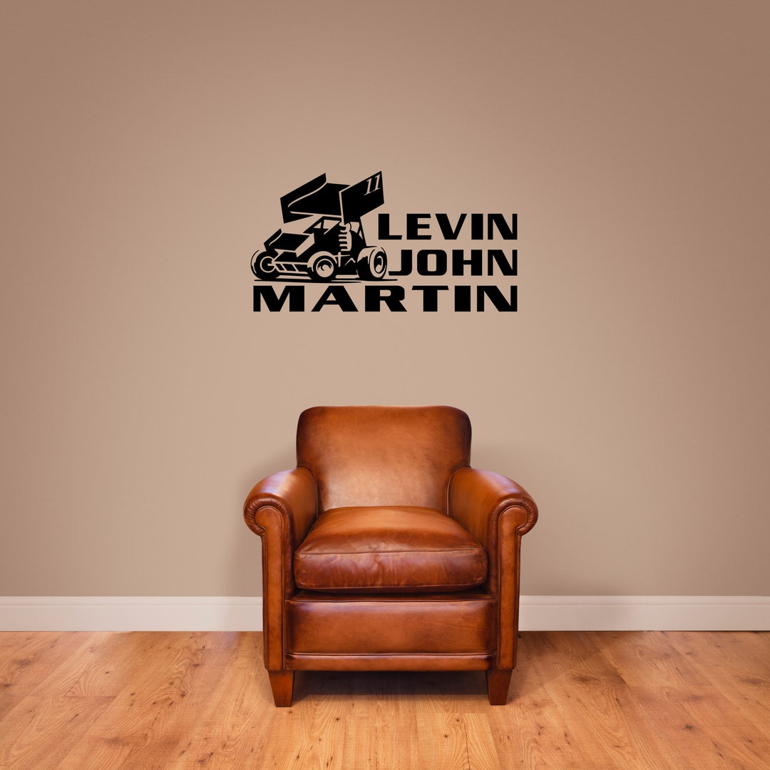 Custom Sprint Car Wall Decal: Personalized Name & Number Art - Etsy