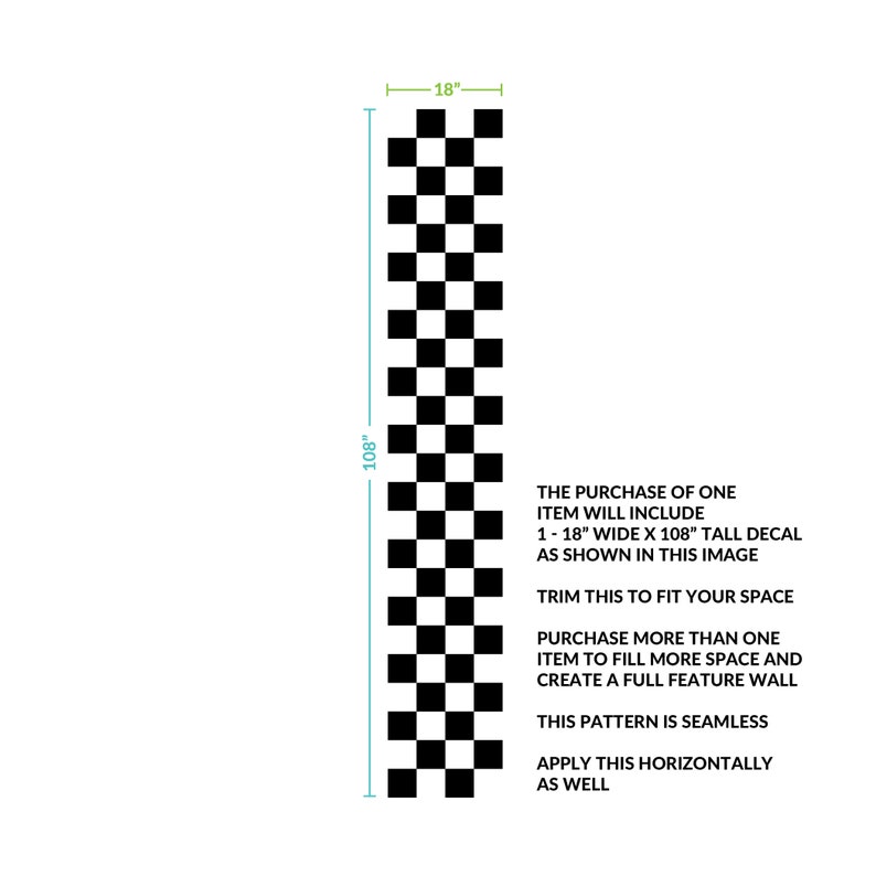 Checkerboard Pattern Wall Decal Checkered Focal Wall Mural | Etsy