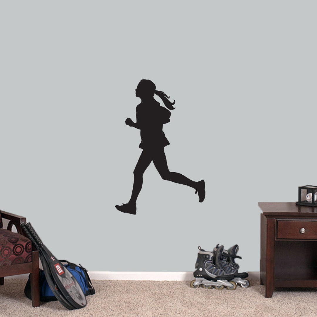 Girl Running Decal Sports Runner Sticker for Cross Country Track Wall ...
