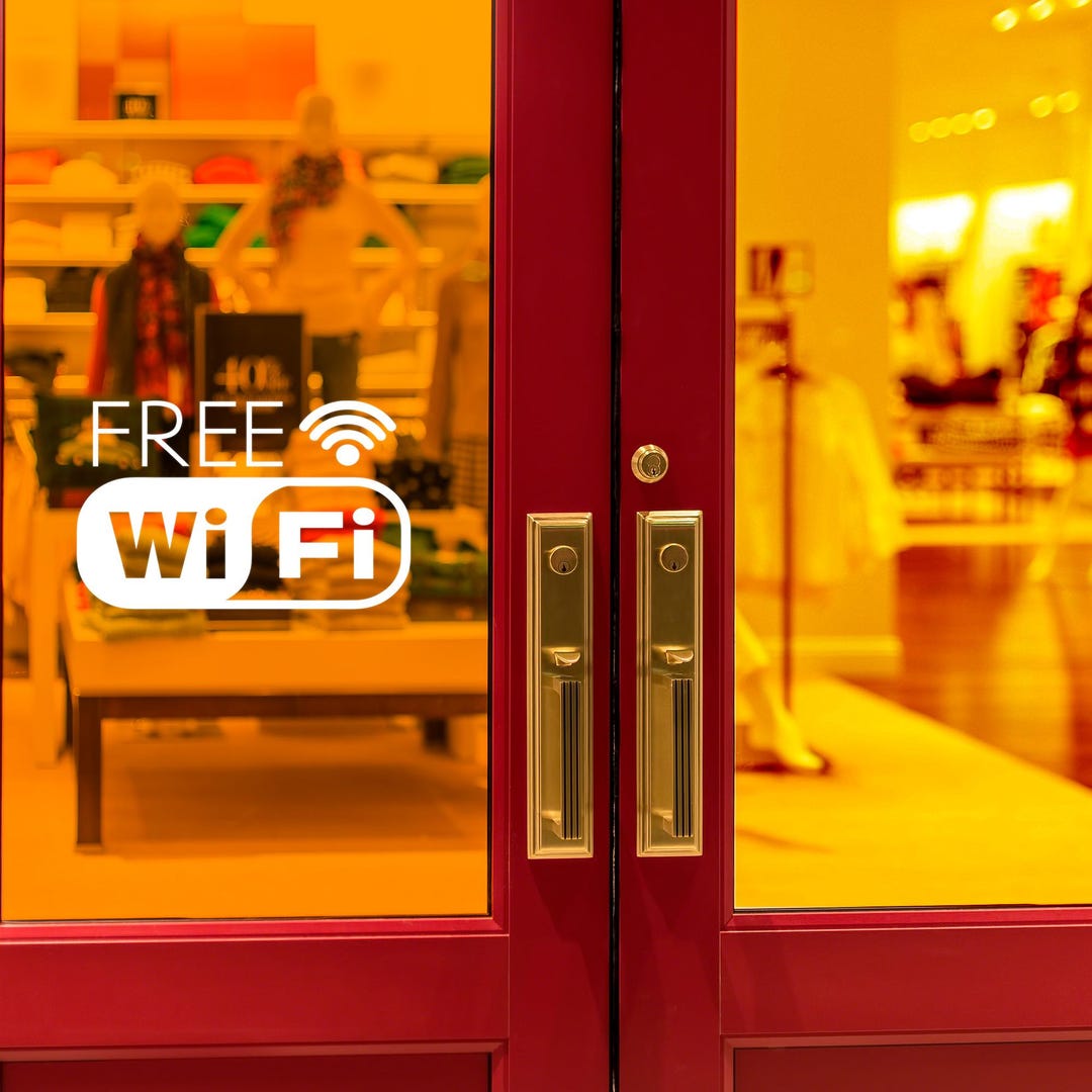 Free Wi-fi Stickers: Business Storefront Window Decals - Set of 4 - Etsy
