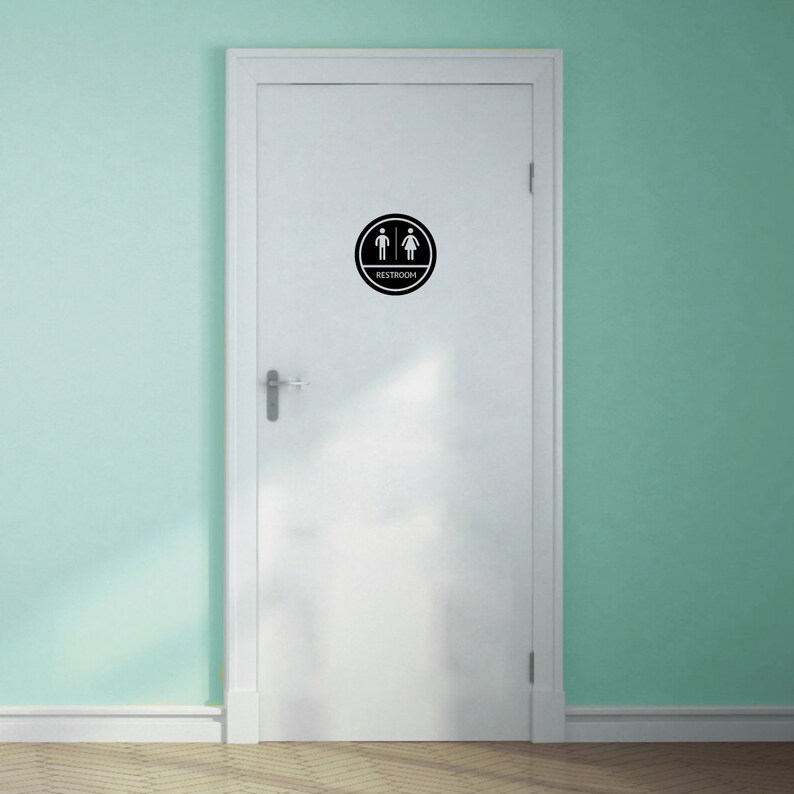 Restroom Sign Decal Door Sticker for Bathroom Restroom Wall - Etsy
