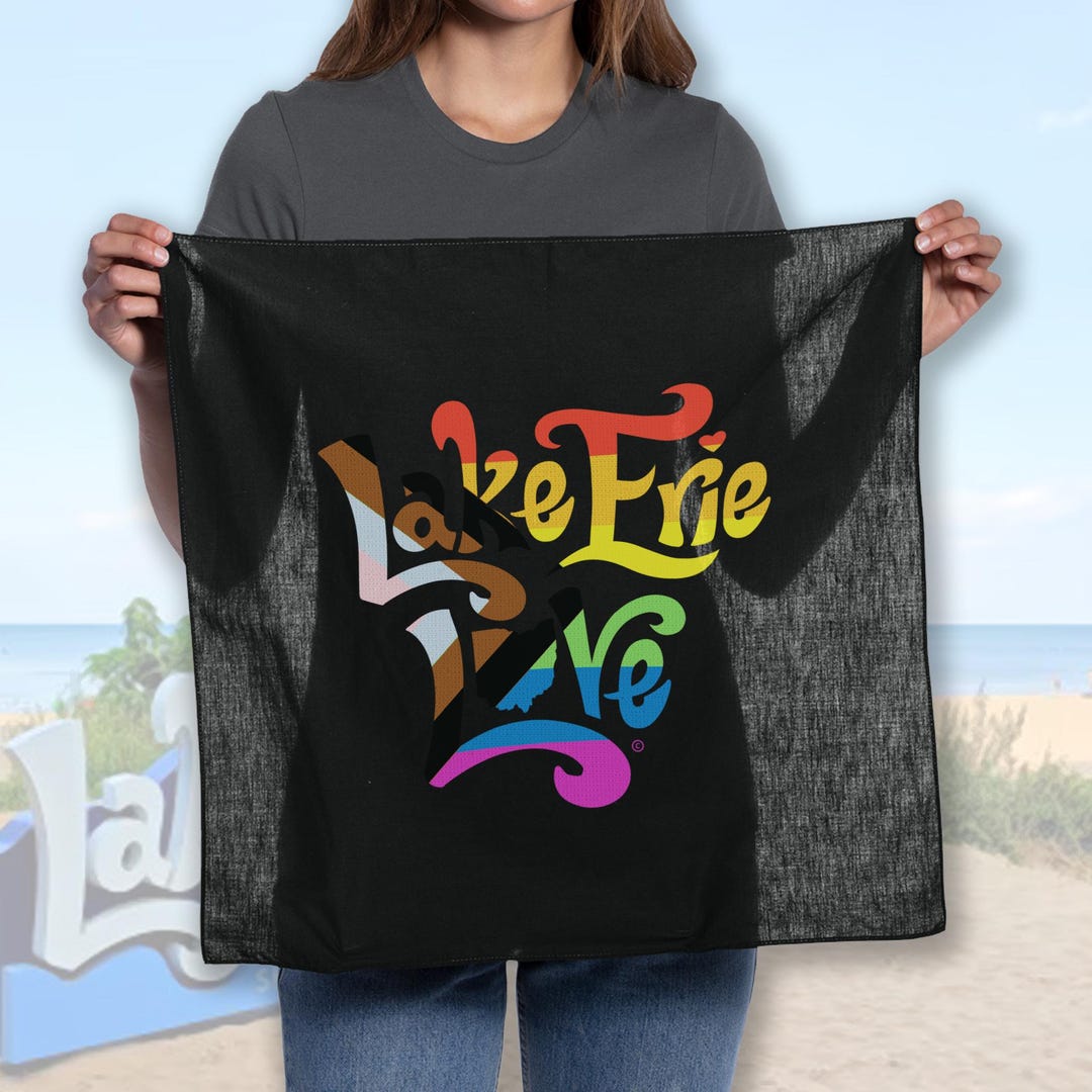 Lake Erie Love - Shores and Islands Ohio - Pride Flag - Black Bandana ...
