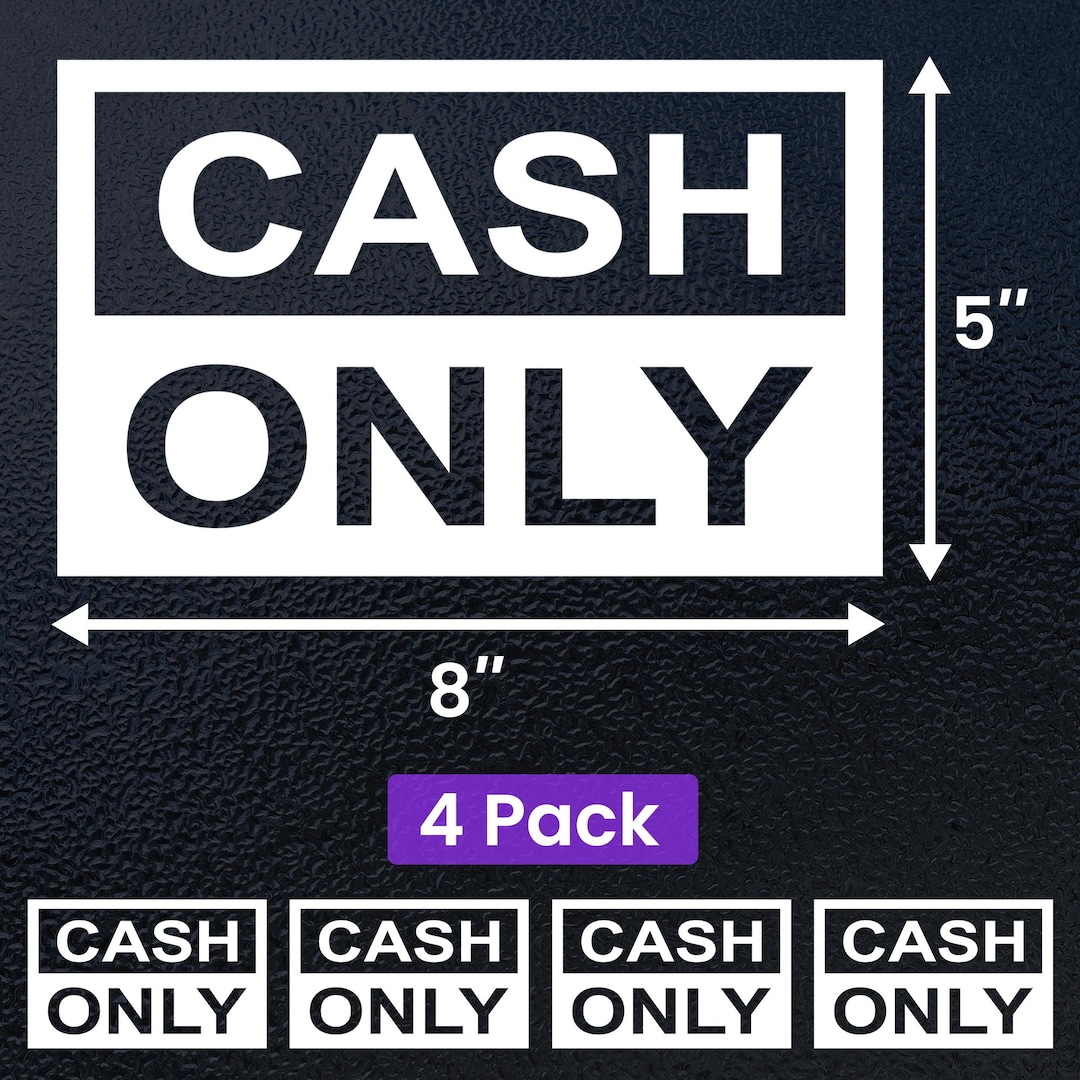 Cash Only Stickers, Business Door Decals, Set of 4 Business Storefront ...