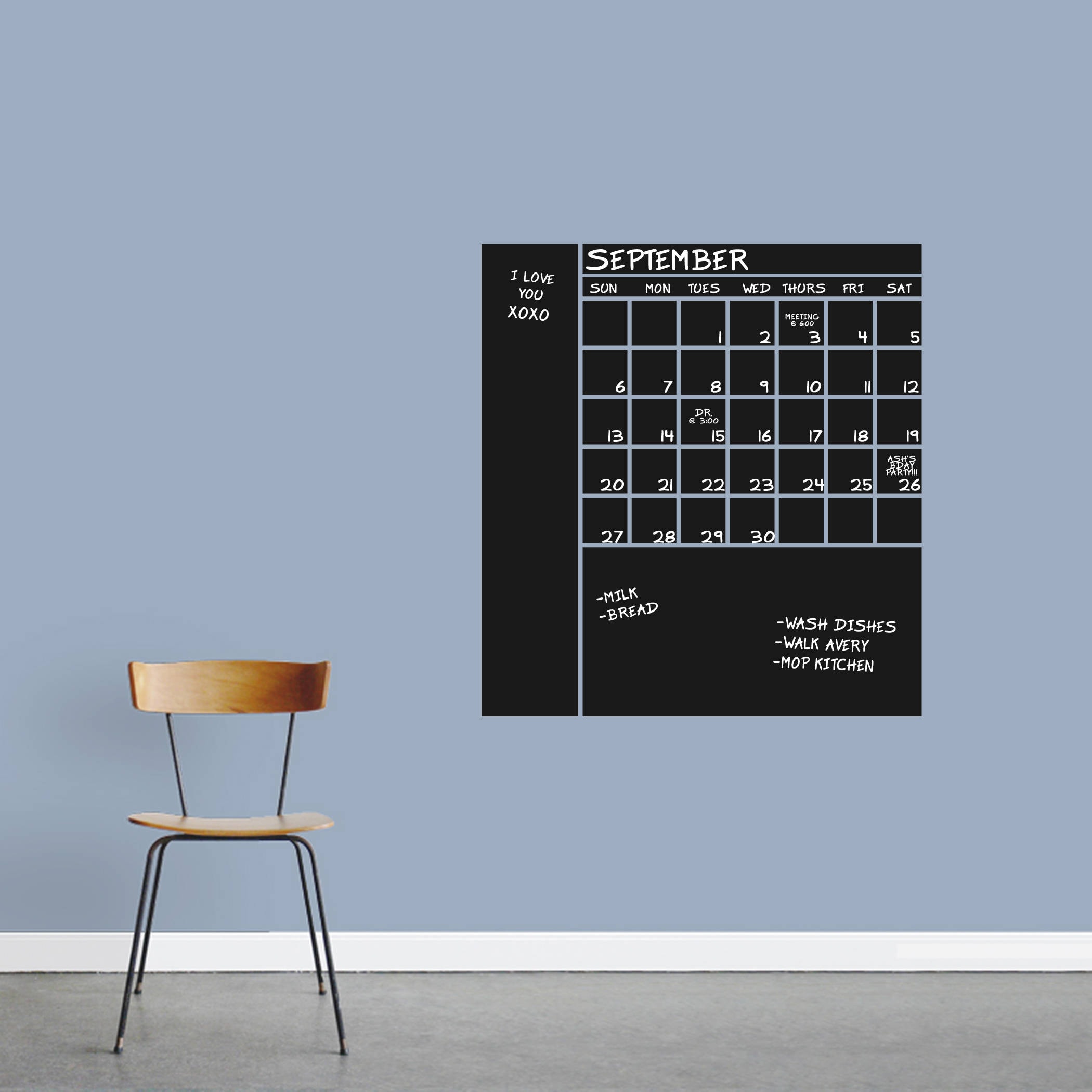 Chalkboard Calendar With Notes Wall Decal Home Office | Etsy