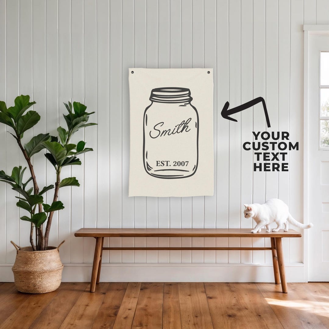 Custom Name Year Mason Jar Banner Personalized Kids Room Decor ...