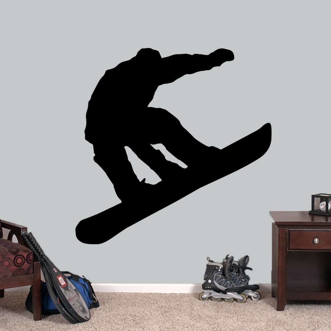 Snowboarder Wall Decal, Snowboarding Sticker for Kids Bedroom, Sign ...