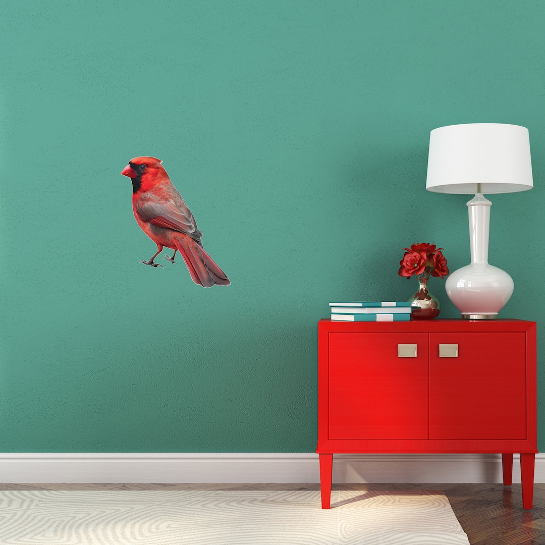 Cardinal Bird Decal, Full Color Real Life Cardinal Sticker for Wall or ...