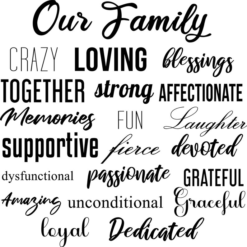 Our Family Wall Decals Words to Describe Family for Mural - Etsy
