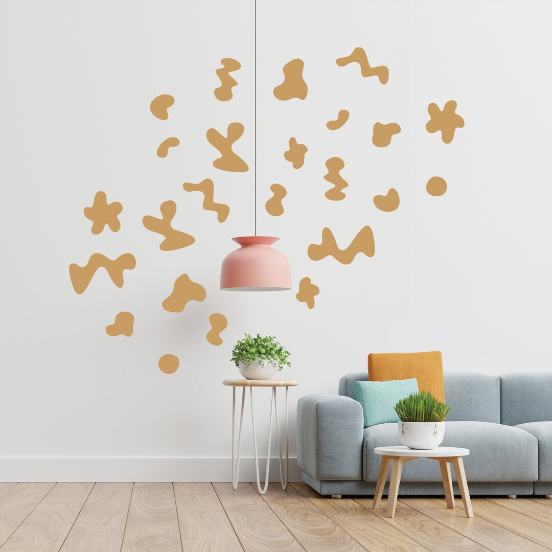 Retro Fluid Shapes Decal Set, Focal Wall Mural Pattern Sticker Design ...