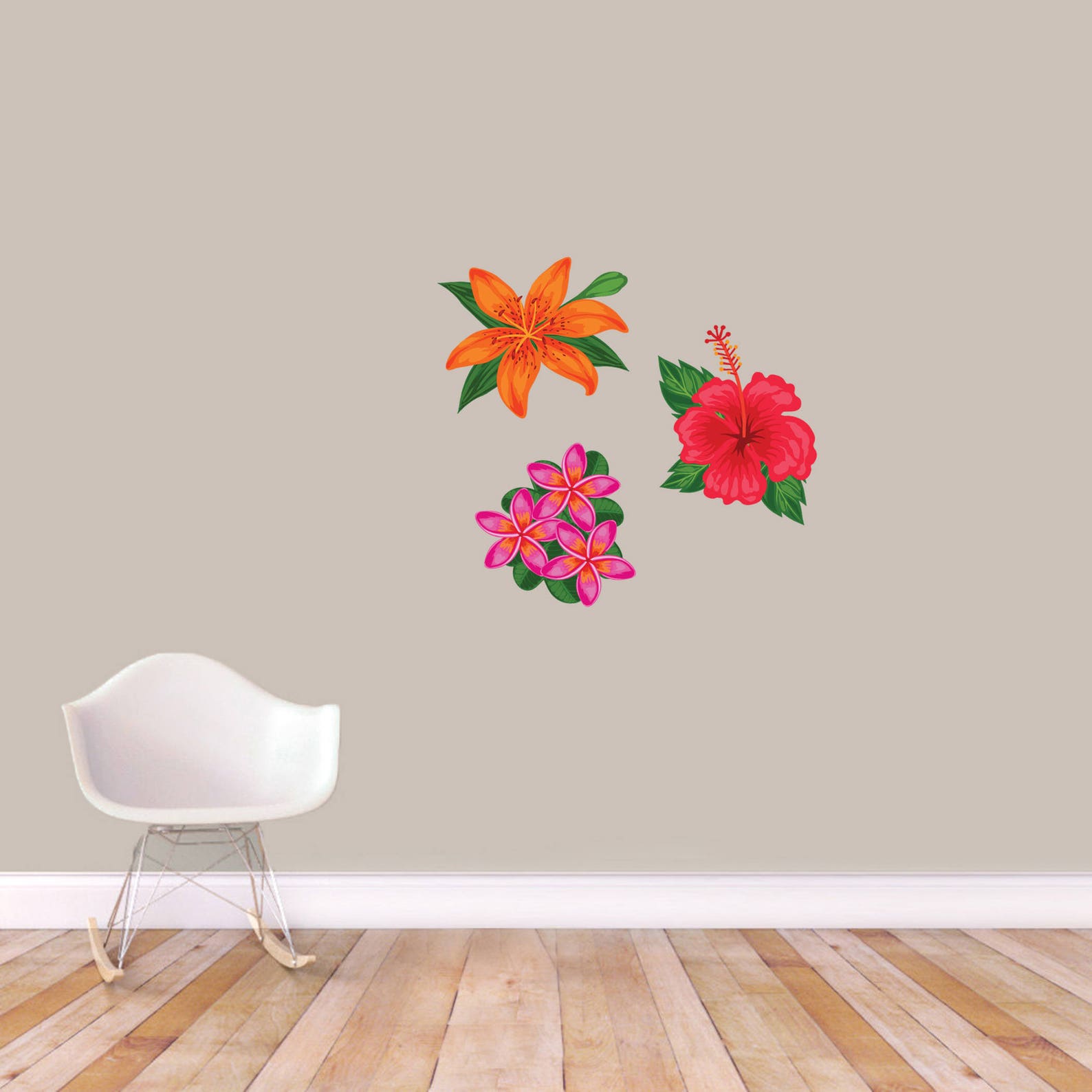 Printed Tropical Flowers Wall Decal Set Decorative Art Decor | Etsy