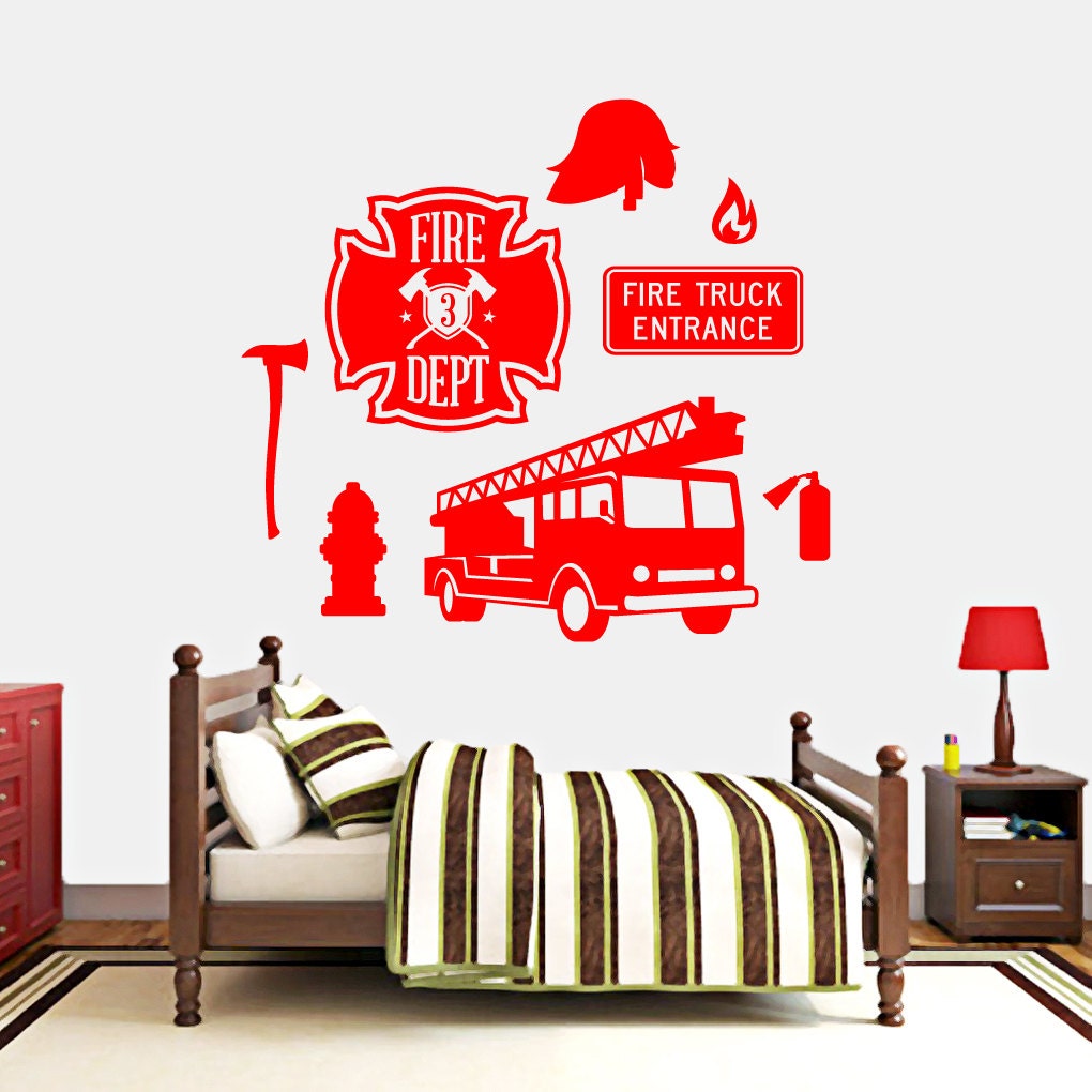 Firefighter Set Wall Decal Decorative Art Decor Sticker For | Etsy