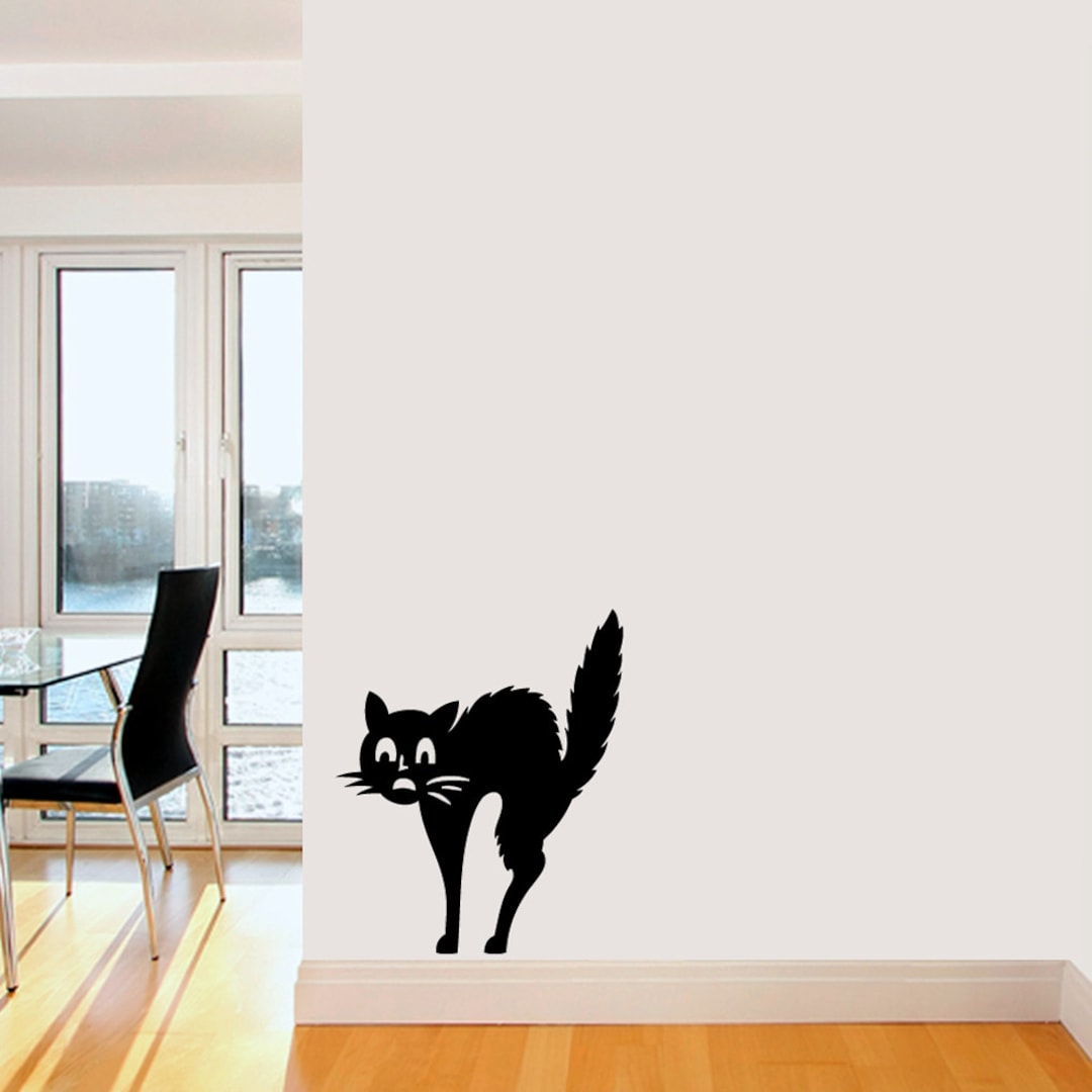Spooky Cat Scared Cat Wall Decal Halloween Sticker for Wall - Etsy