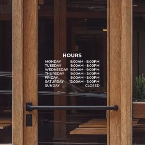Custom Business Store Hours Window Sticker, Custom Business Hours Decal ...