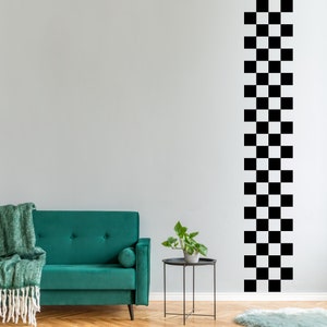 Checkerboard Pattern Wall Decal, Checkered Focal Wall Mural Sticker ...