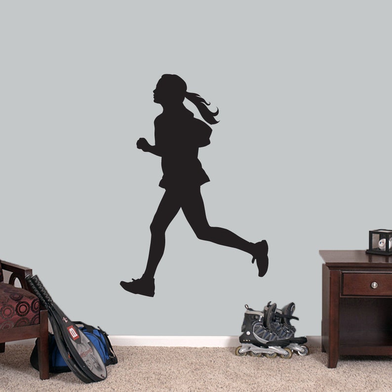 Girl Running Decal Sports Runner Sticker for Wall or Sign - Etsy