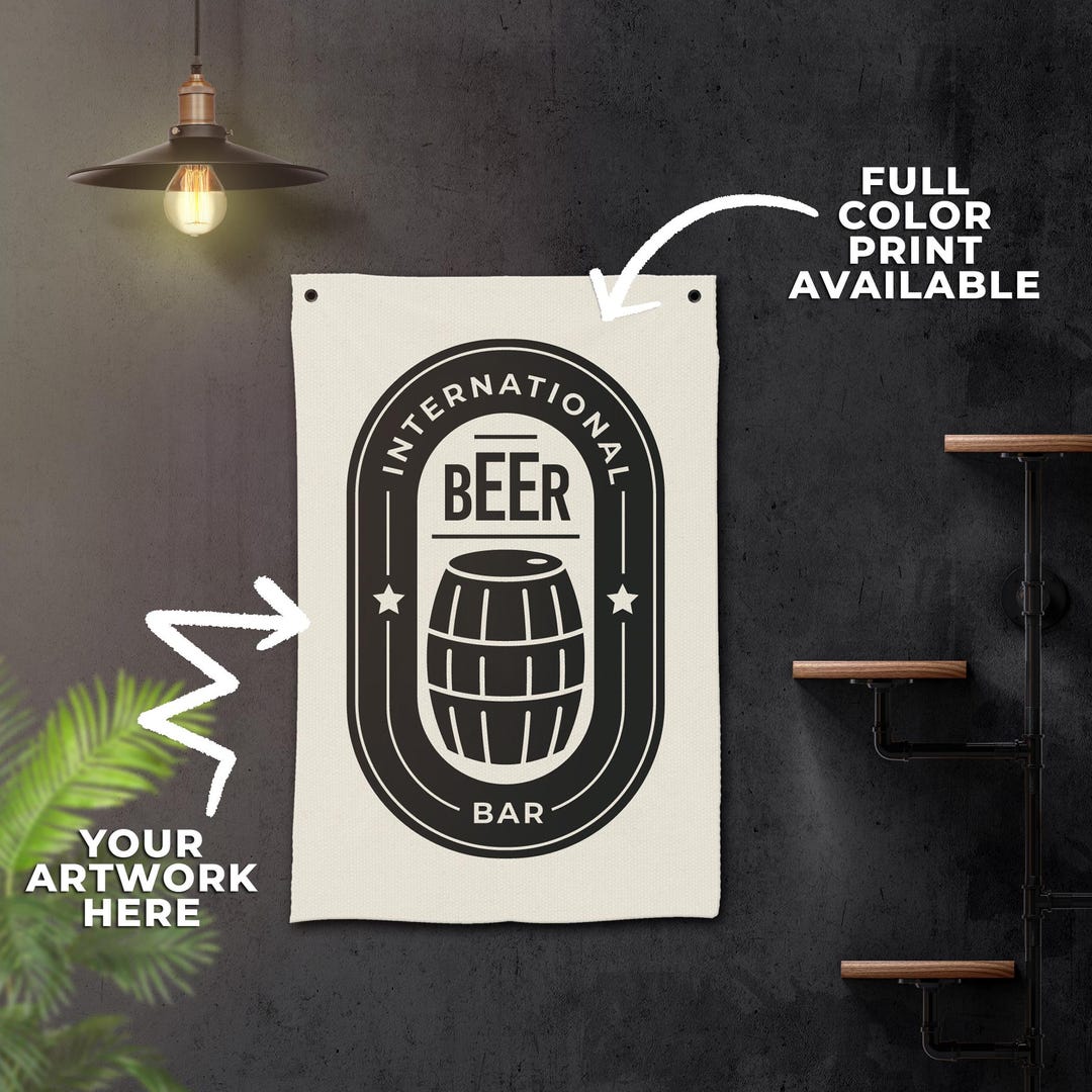 Custom Logo Hanging Canvas Banner Unique Wall Sign for New Business ...