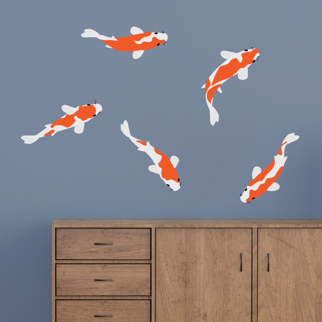 Koi Fish Printed Wall Decal // Animal Sea Nautical // Bathroom Nursery ...