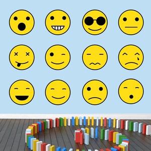 Emoji Smiley Faces Printed Wall Decal Set Decorative Art Decor Stickers ...