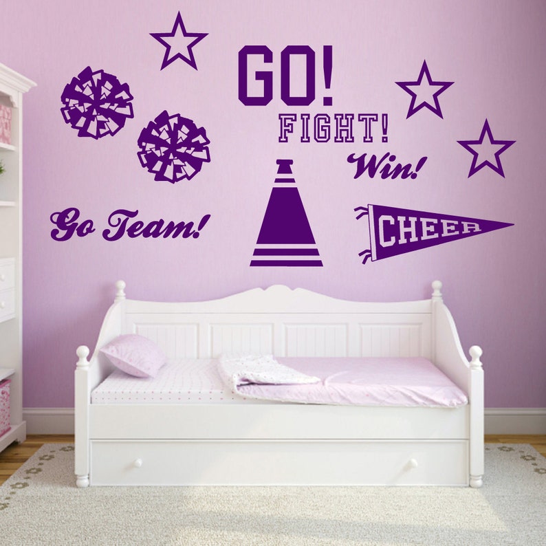 Cheerleading Decal Set Cheer Mural Set for Wall Locker Room - Etsy Hong ...