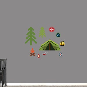 Camping Set Printed Wall Decal Decorative Art Decor Sticker for Nursery ...