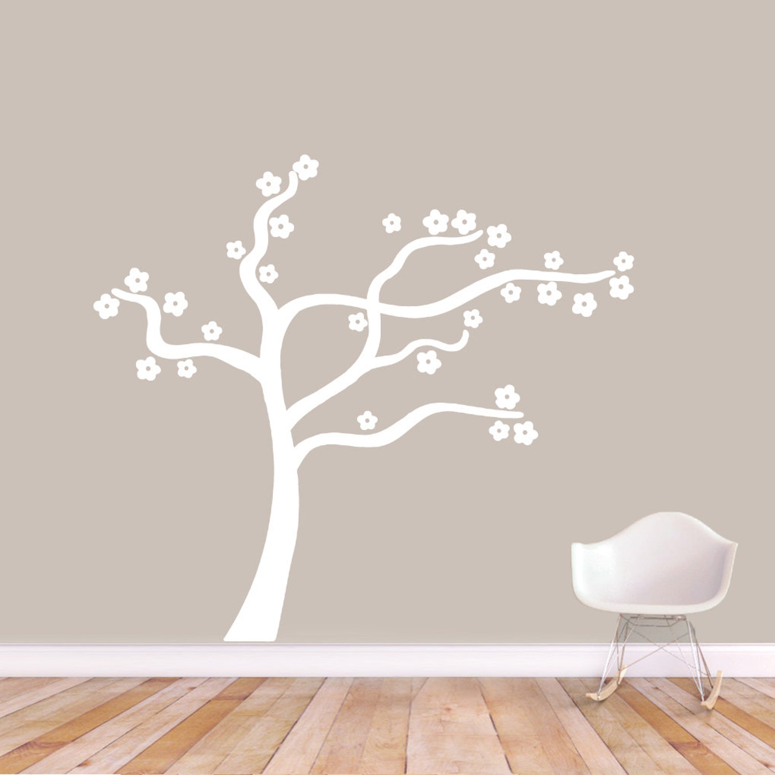 Blowing Flower Tree Wall Decal Decorative Art Decor Sticker - Etsy