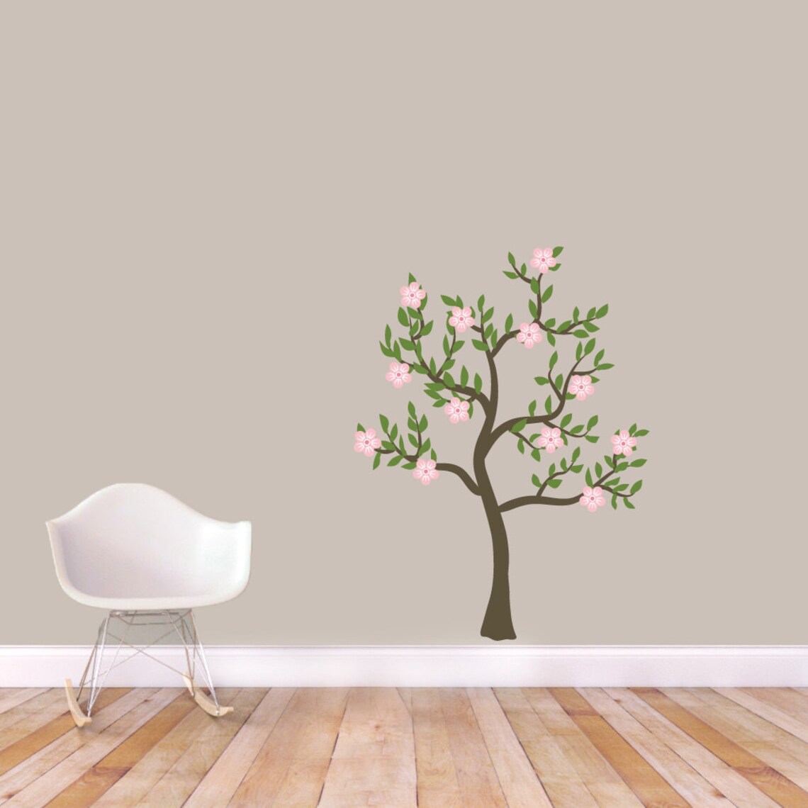 Pink Flower Tree Printed Wall Decal Decorative Art Decor | Etsy