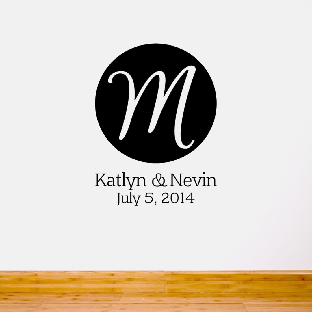Circle Wedding Monogram Wall Decal Decorative Art Decor Sticker for ...