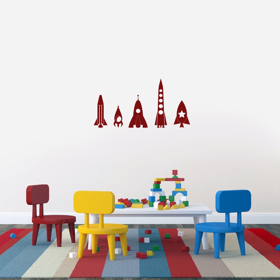 Rocket Ships Wall Decal Set Decorative Art Decor Sticker for - Etsy