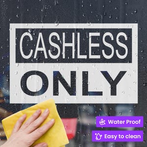 Cashless Only Stickers: Business Storefront Window Decals - Set of 4 - Etsy