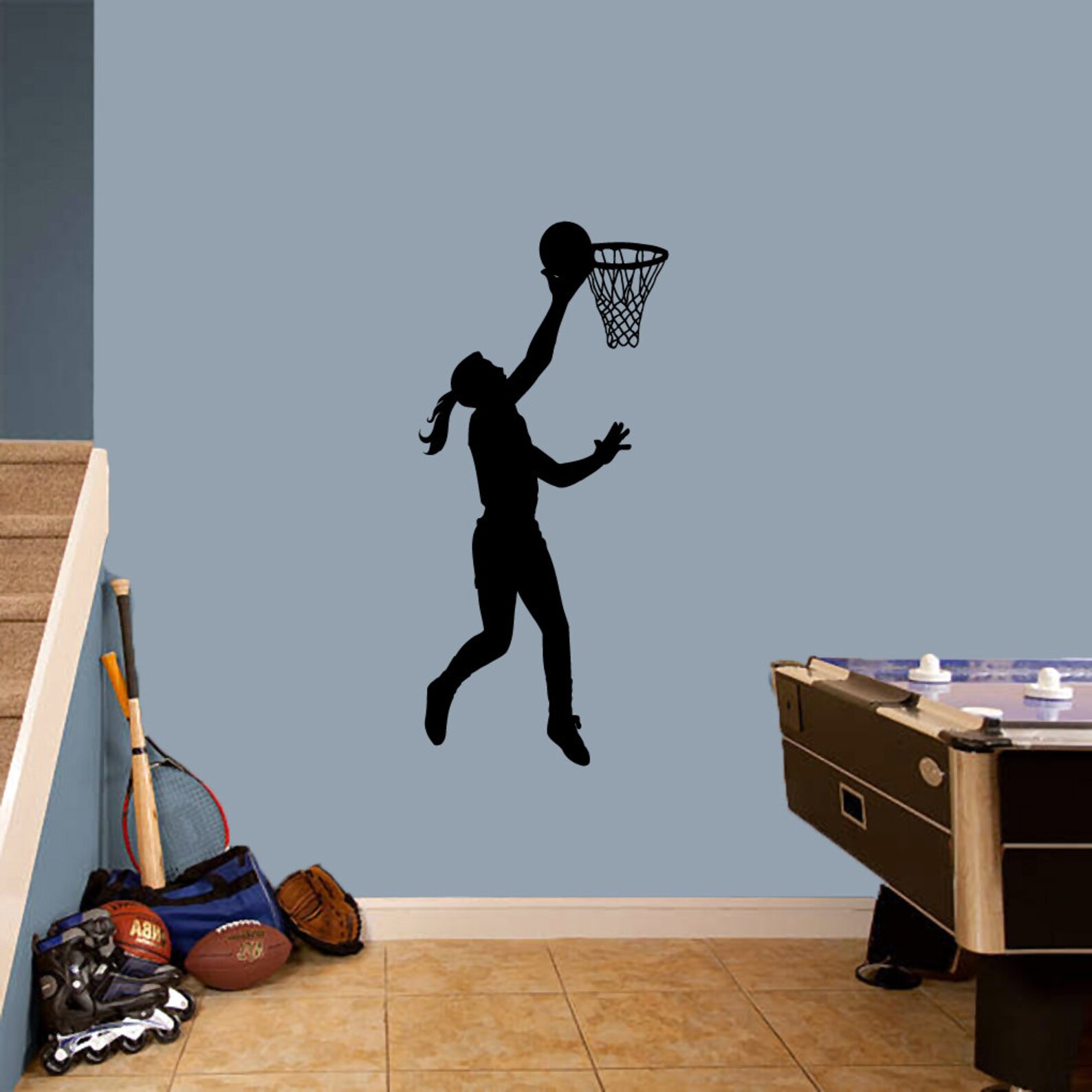 Basketball Girl Layup Decal Sports Sticker Mural for Wall or | Etsy
