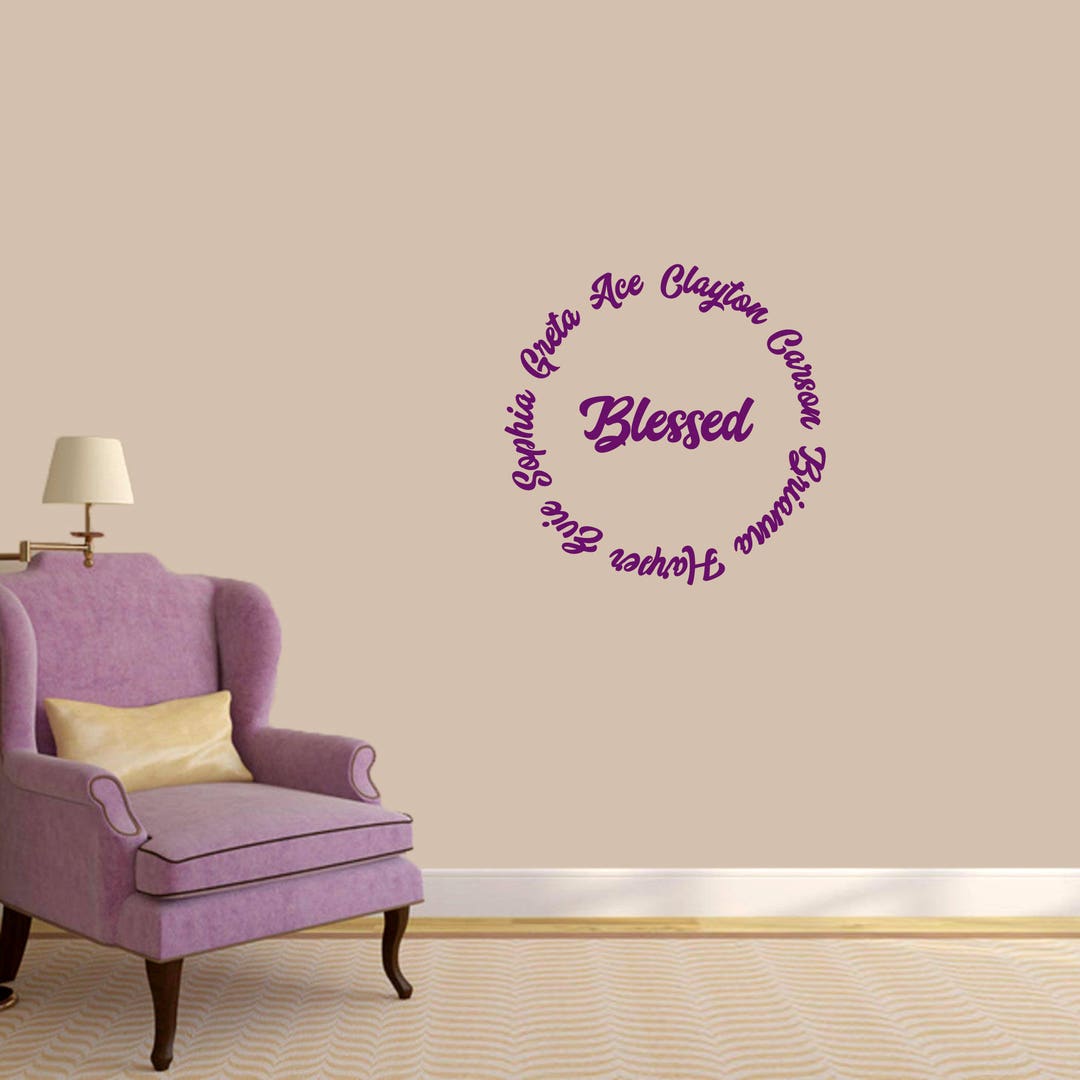 Custom Names Blessed Wall Decal Decorative Art Decor Sticker for ...