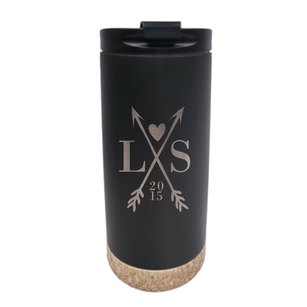 Custom Crossed Arrows With Initials Engraved 16 Oz. Stainless Faux Cork ...