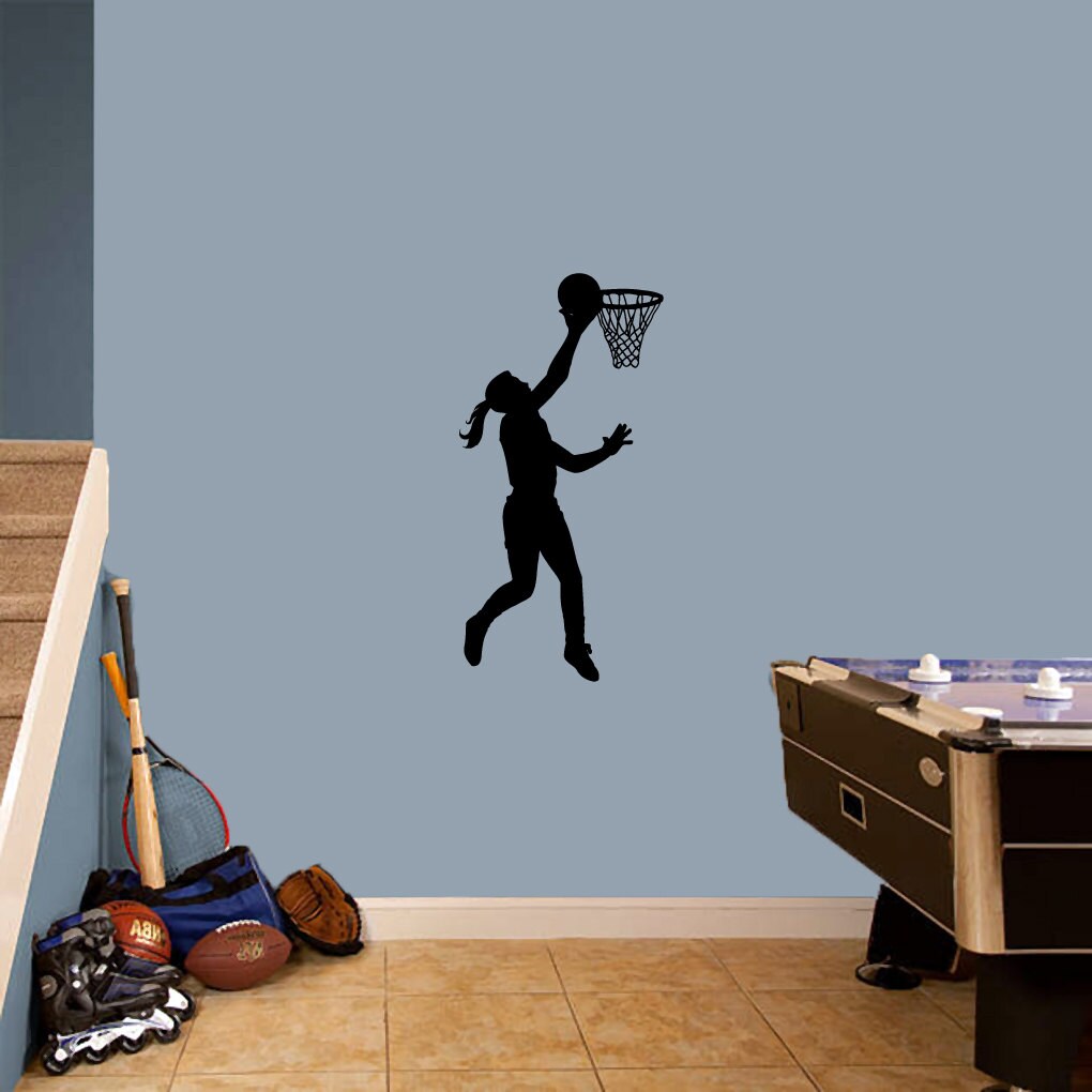 Basketball Girl Layup Decal Sports Sticker Mural for Wall or - Etsy
