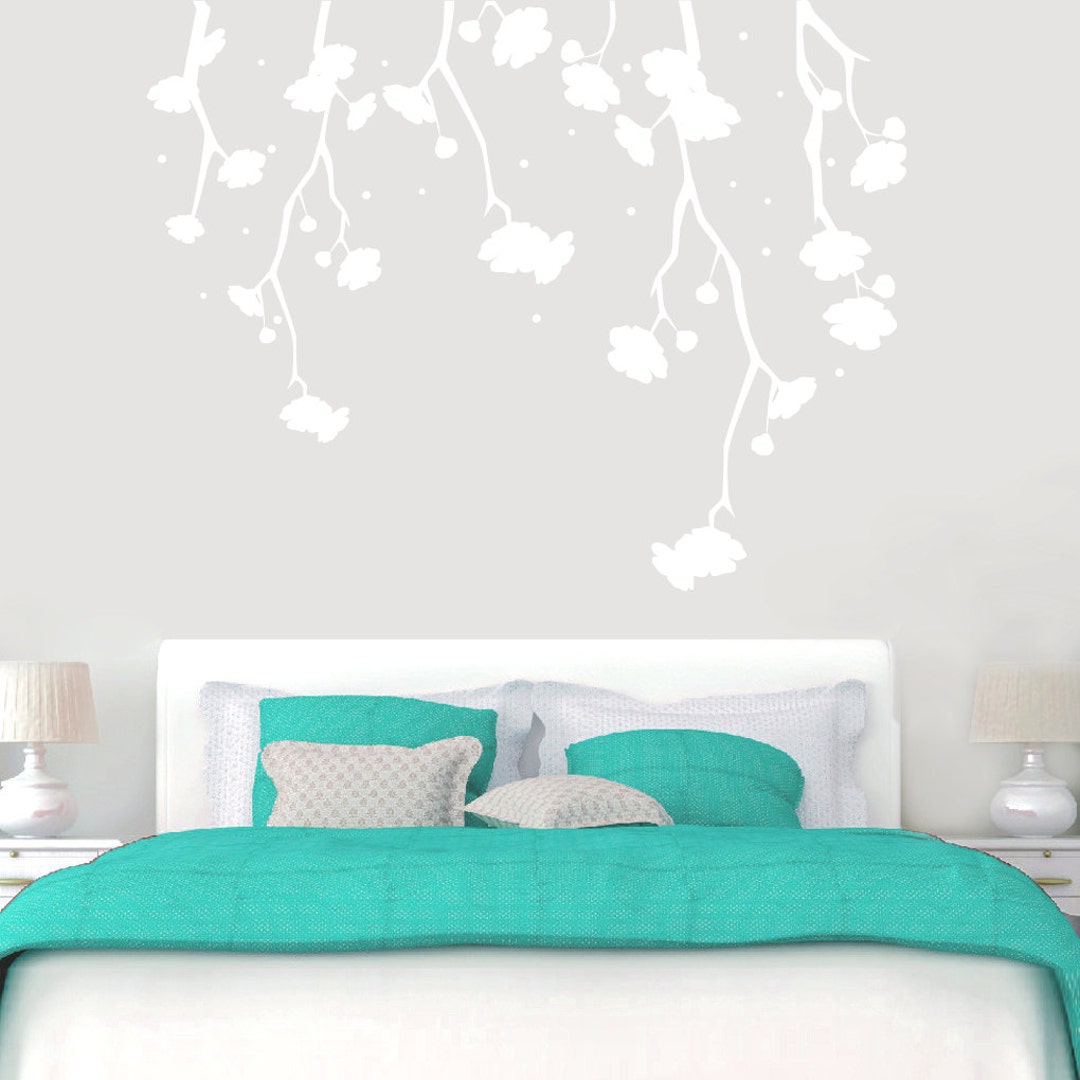 Hanging Flowers Wall Decal: Bedroom Accent Wall Sticker - Etsy