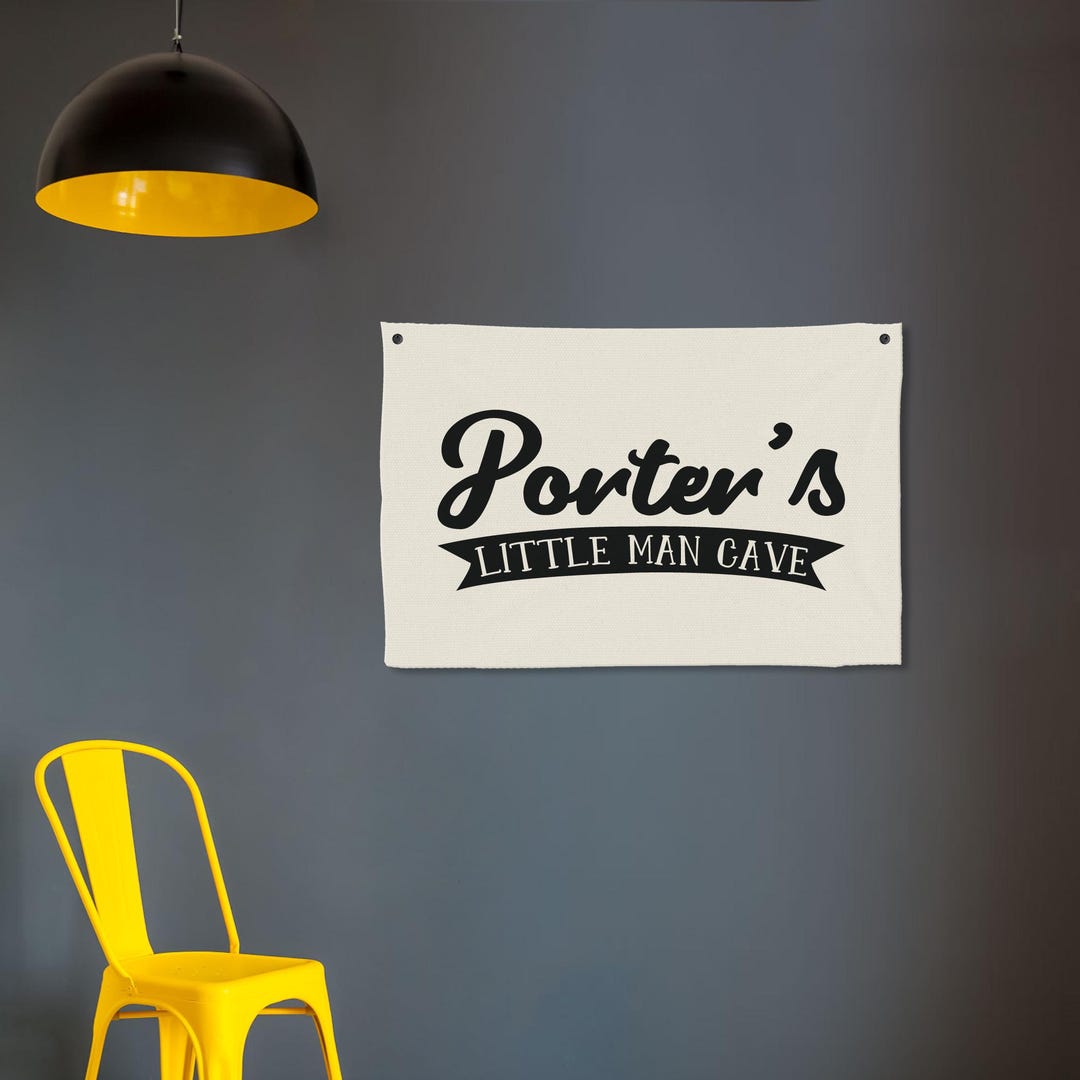 Custom Little Man Cave Canvas Banner Personalized Boho Name Hanging ...