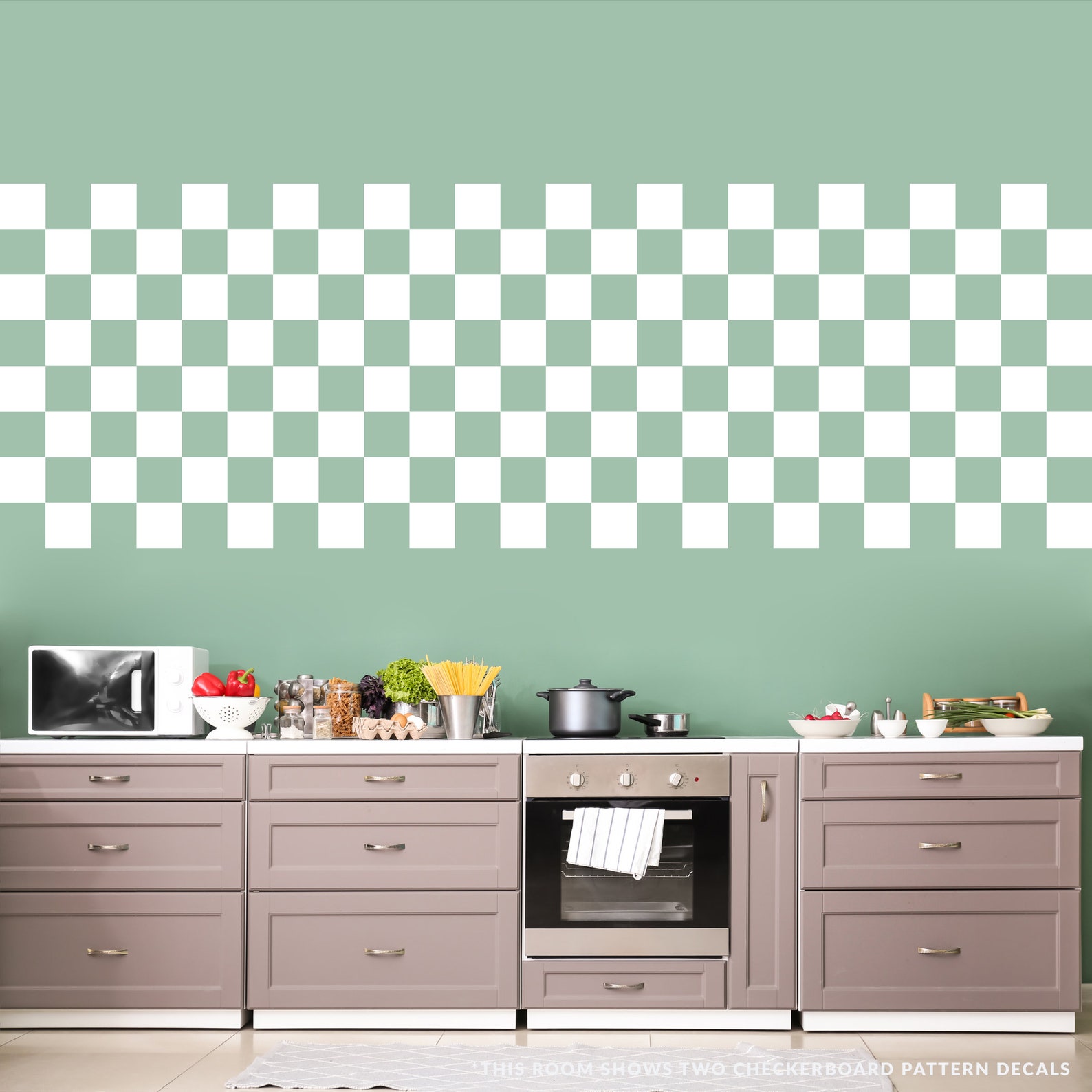 Checkerboard Pattern Wall Decal Checkered Focal Wall Mural | Etsy