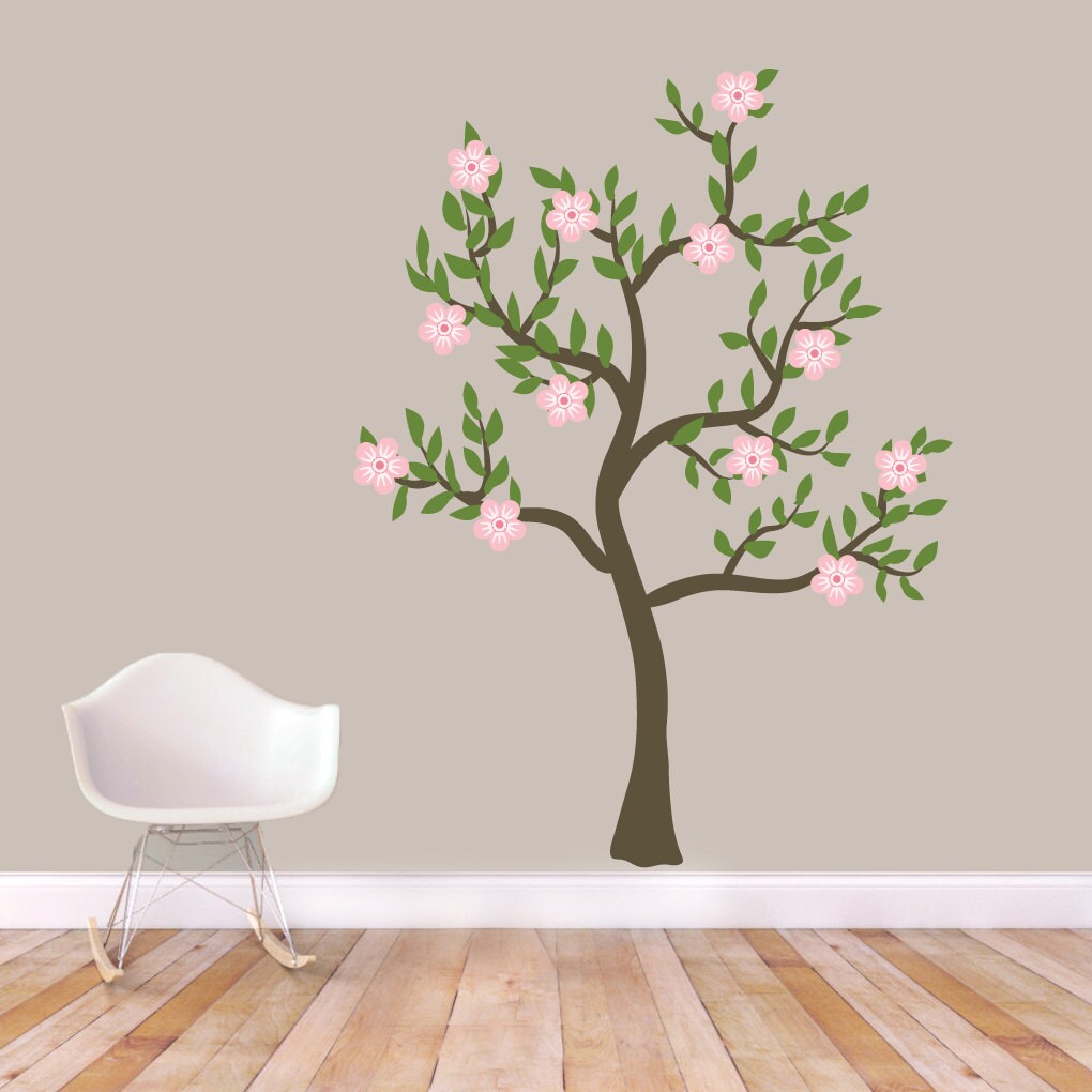 Pink Flower Tree Printed Wall Decal Decorative Art Decor | Etsy