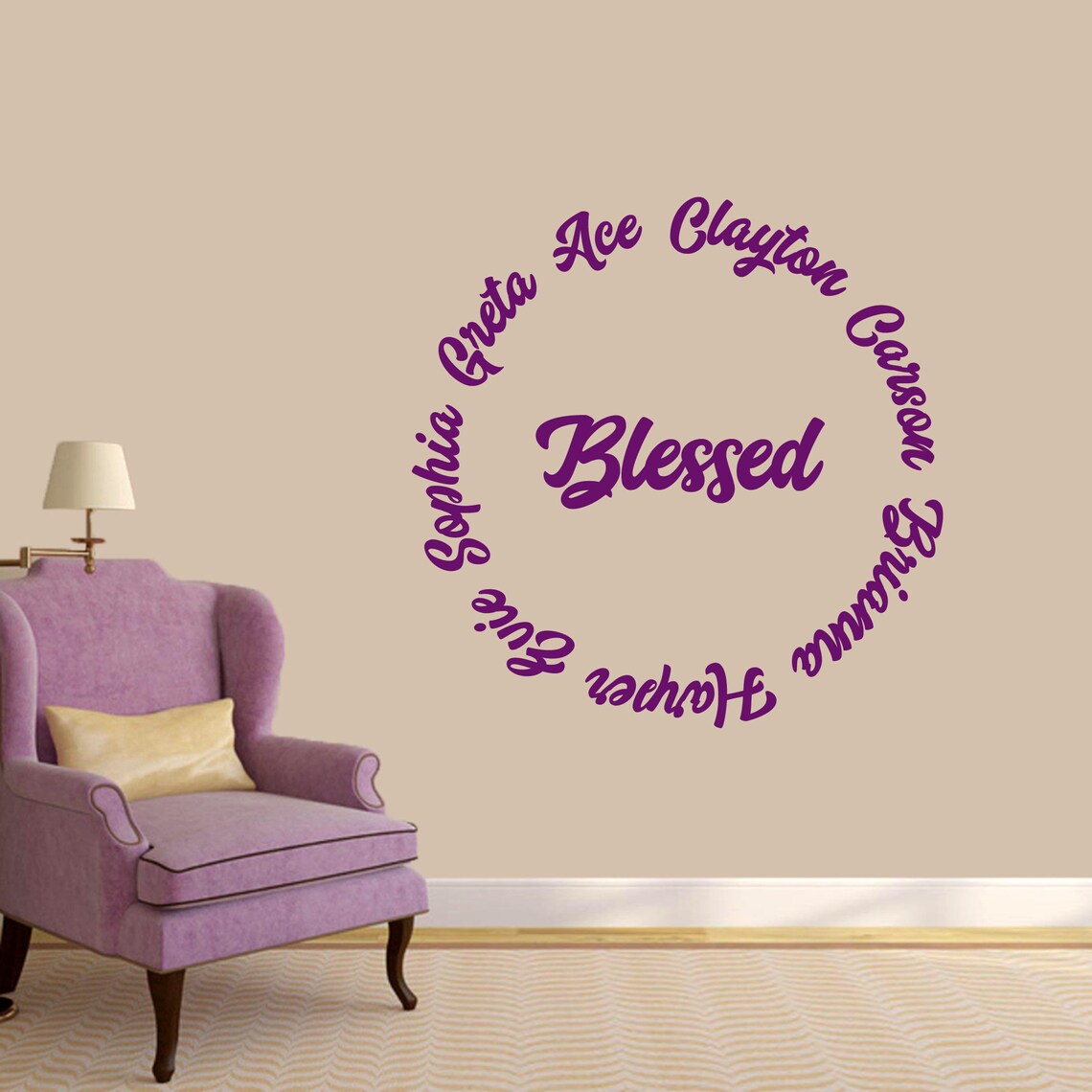 Custom Names Blessed Wall Decal Decorative Art Decor Sticker - Etsy